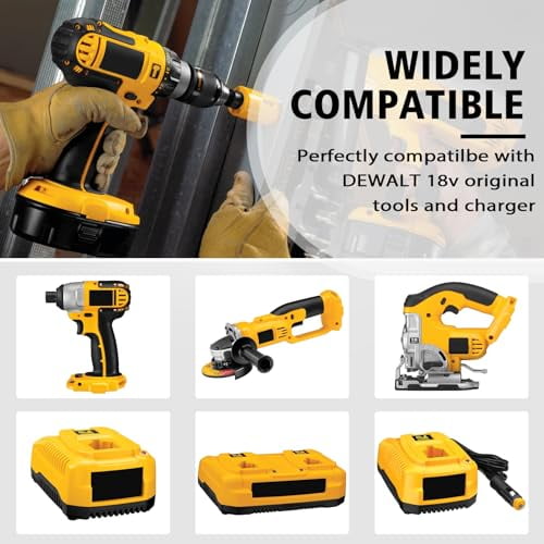 PDstation 2Pack 6.0AH 18V DC9096 Li-ion Battery Replacement for Dewalt ...
