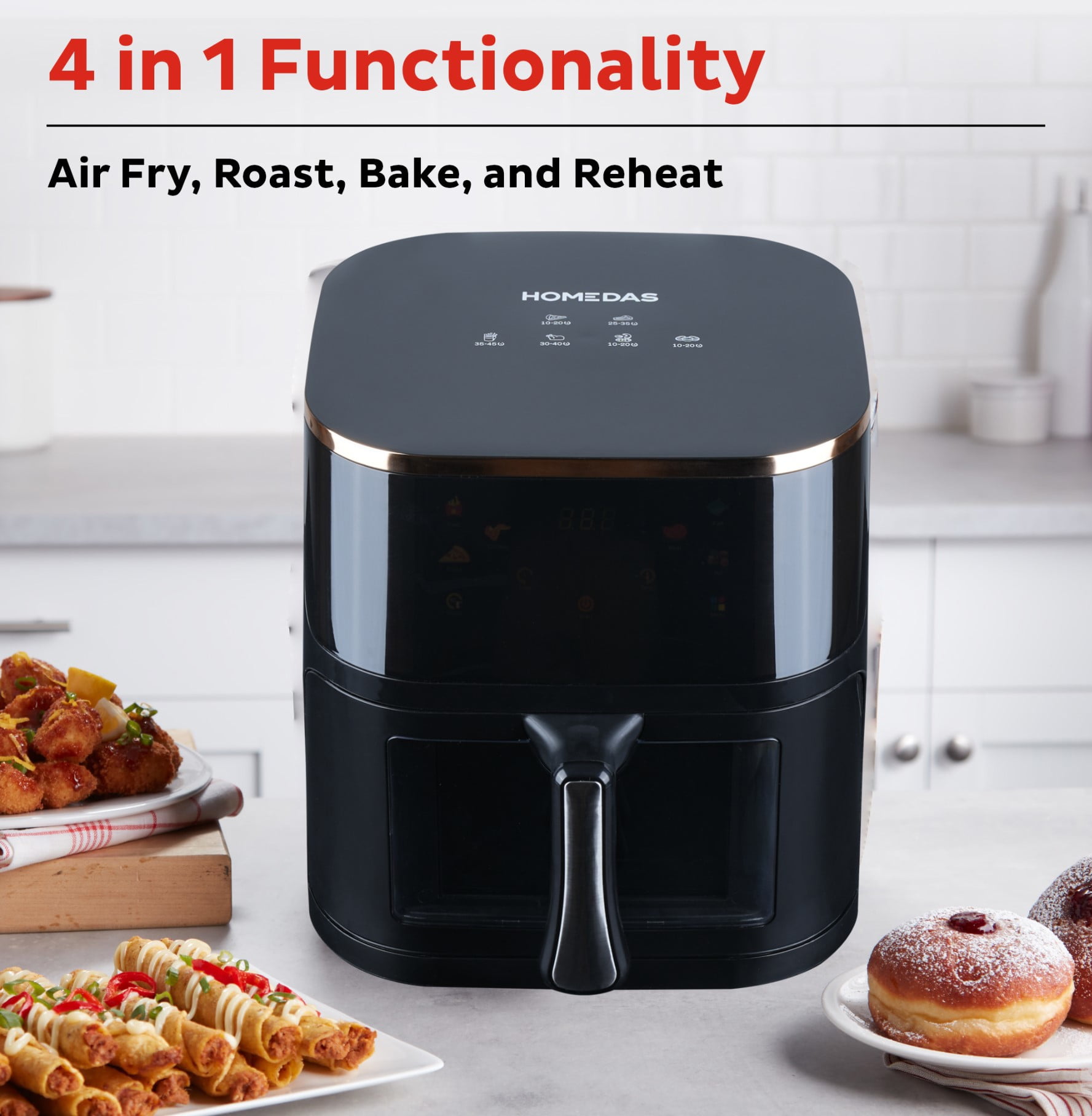 PDstation Air Fryer 10L Max 450F for Cooking, 6 Presets Fry Touch Panel ...