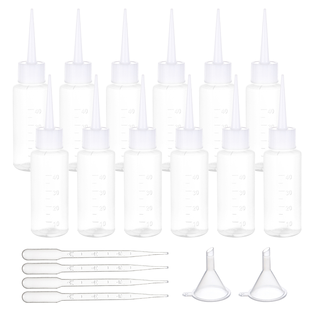 PE Liqiud Bottle with Plastic Funnel Hopper Disposable Plastic Transfer ...