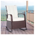PE Rattan Rocking Recliner with Footrest Outdoor Patio Chair, Beige ...