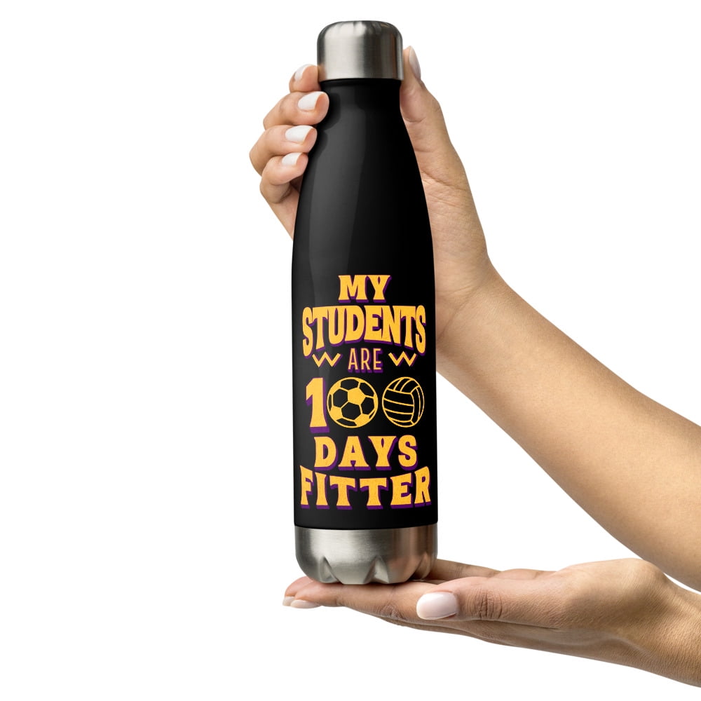 PE Teacher Stainless Steel Water Bottle, My Students are 100 Days ...