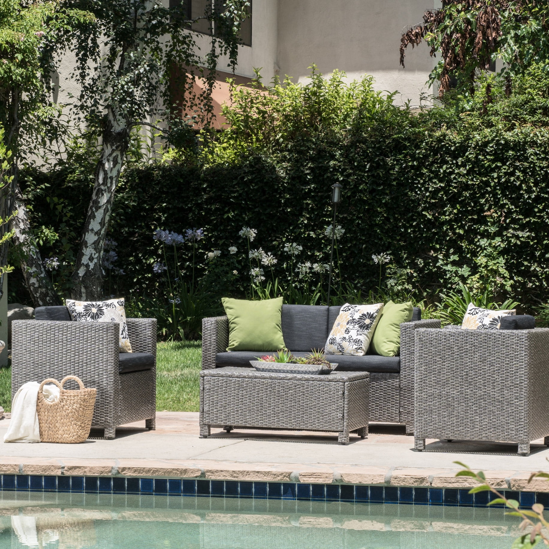 PE Wicker Rattan Seating Set | Backyard Gathering, Spacious for Guests ...