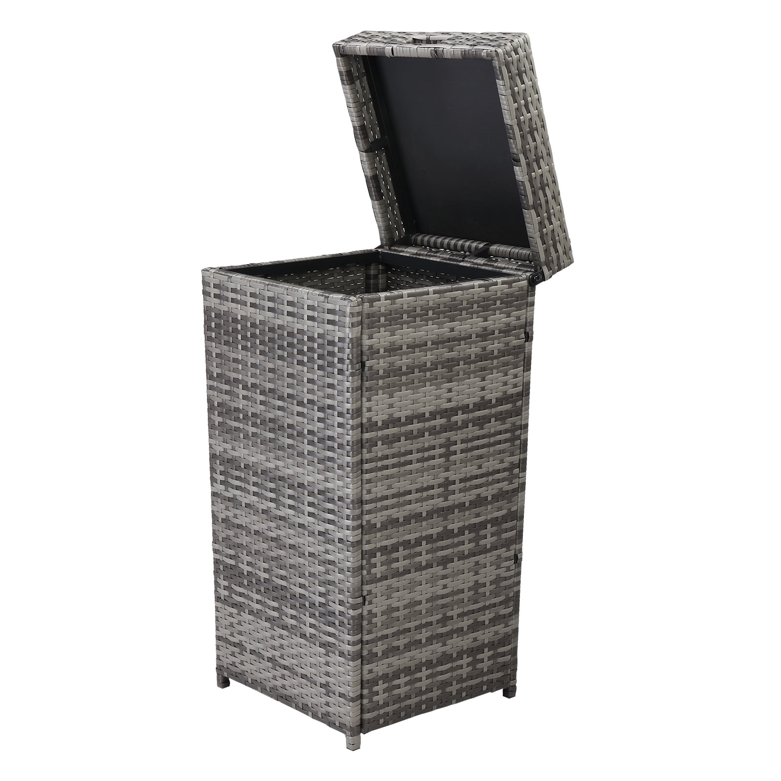Syngar Patio Rattan Storage Basket Trash Can, PE Wicker Trash Can with ...