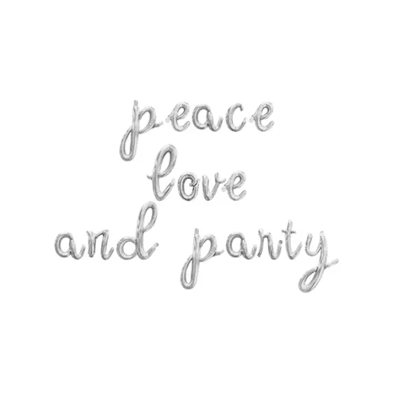 PEACE LOVE AND PARTY Cursive Letter Balloon Banner - Birthday Party ...