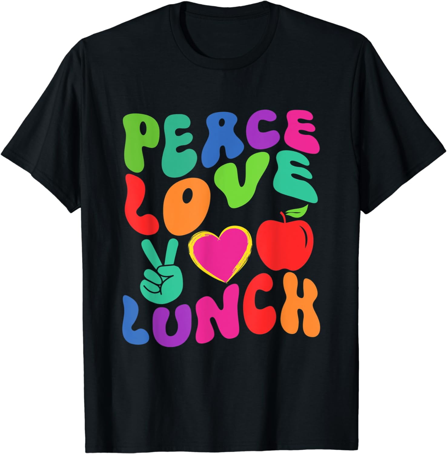 PEACE LOVE LUNCH LADY Cafeteria Retro Groovy T-Shirt - Walmart.com