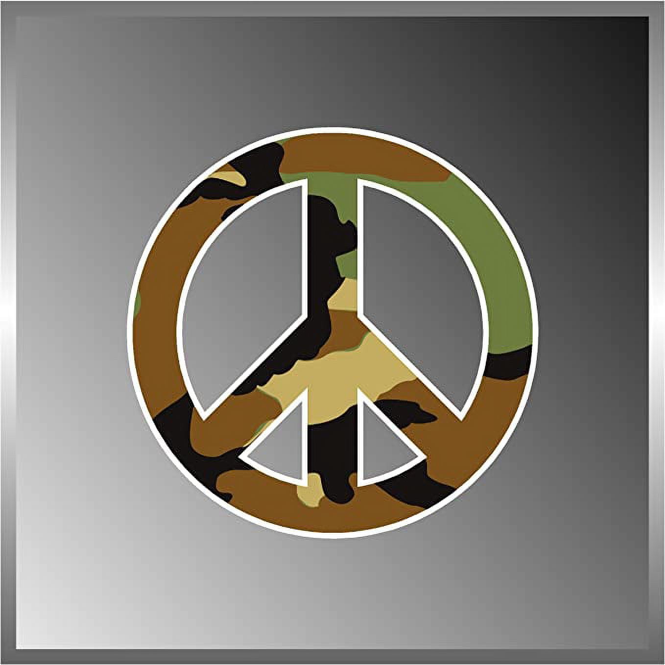 PEACE SIGN CAMOUFLAGE ARMY STYLE VINYL DECAL BUMPER STICKER 5" X 5 ...