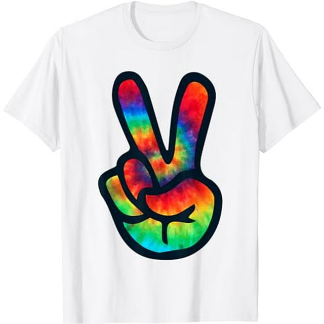 PEACE SIGN Hand Tie Dye T-Shirt | Hippies Christmas V Shirts - Walmart.com