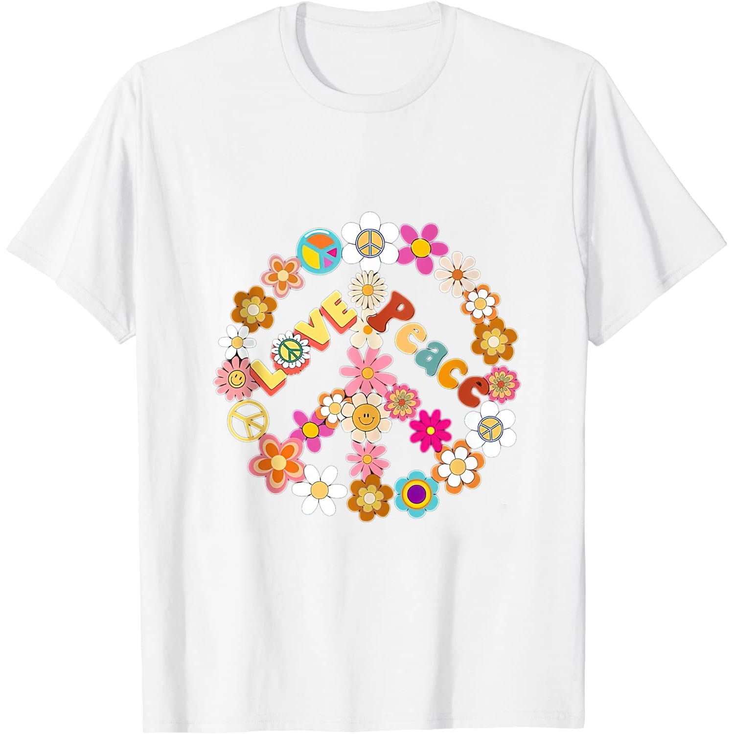 PEACE SIGN LOVE 60 s 70 s Shirts Hippie Outfits For Women T Shirt White ...
