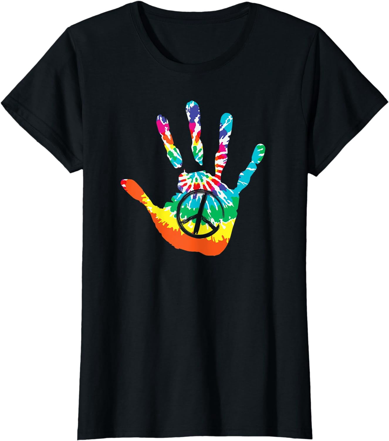 PEACE SIGN LOVE Handprint 60s 70s Tie Dye Hippie Costume T-Shirt ...