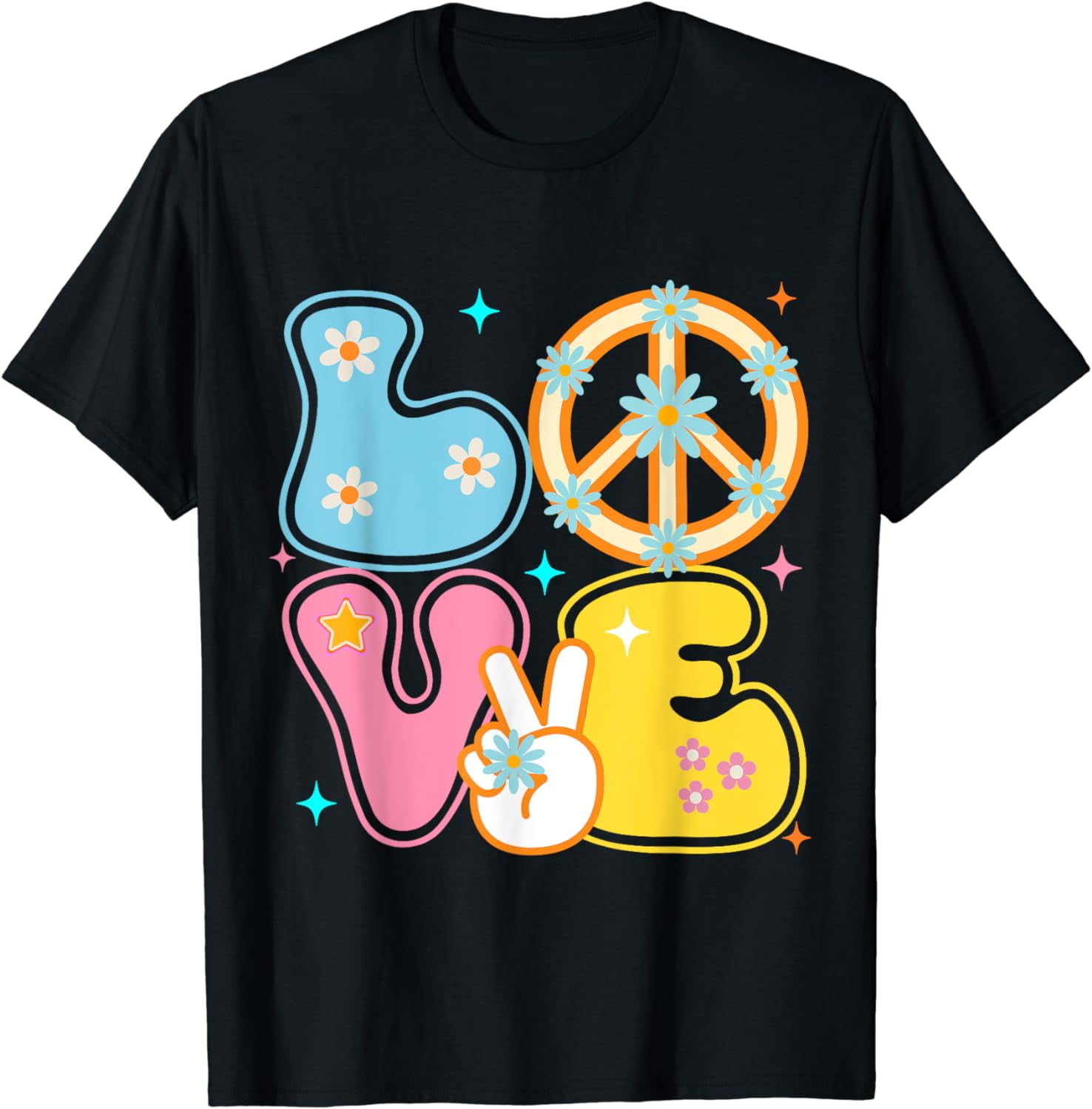 PEACE SIGN LOVE T Shirt 60s 70s Tie Dye Hippie Costume T-Shirt Graphic ...