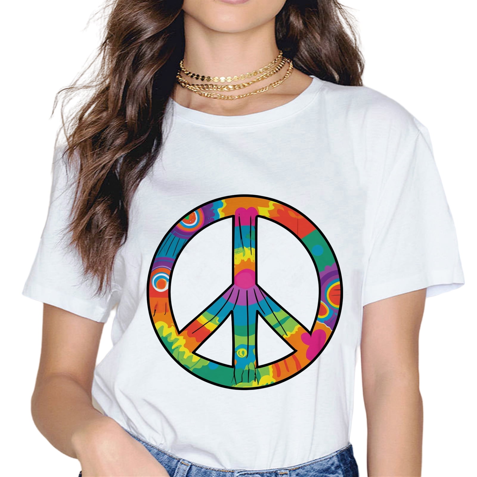 PEACE SIGN Tie Dye T-Shirt Hippies Christmas Shirts - Walmart.com