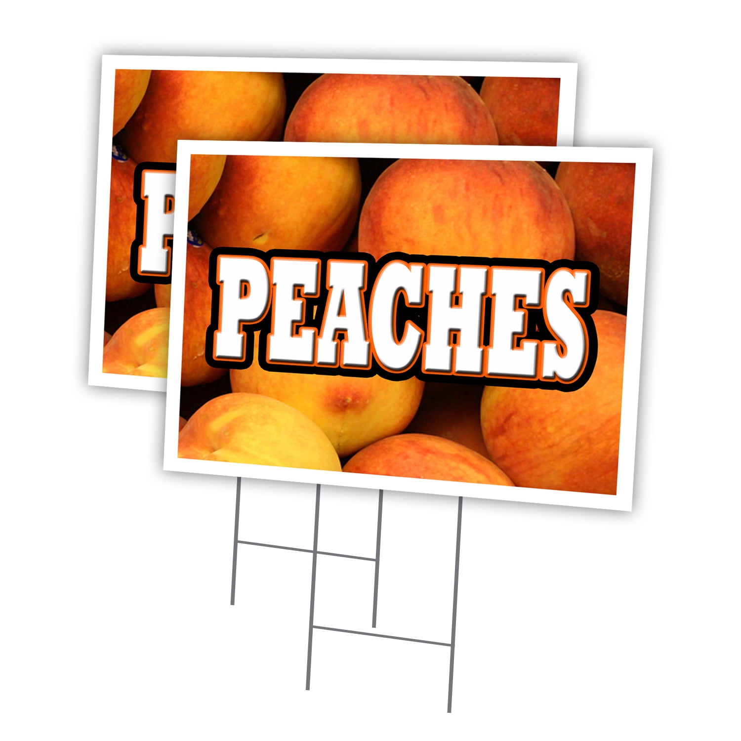 PEACHES 2 Pack Of 12" x 16" Yard Sign & Stake | Advertise Your Business ...