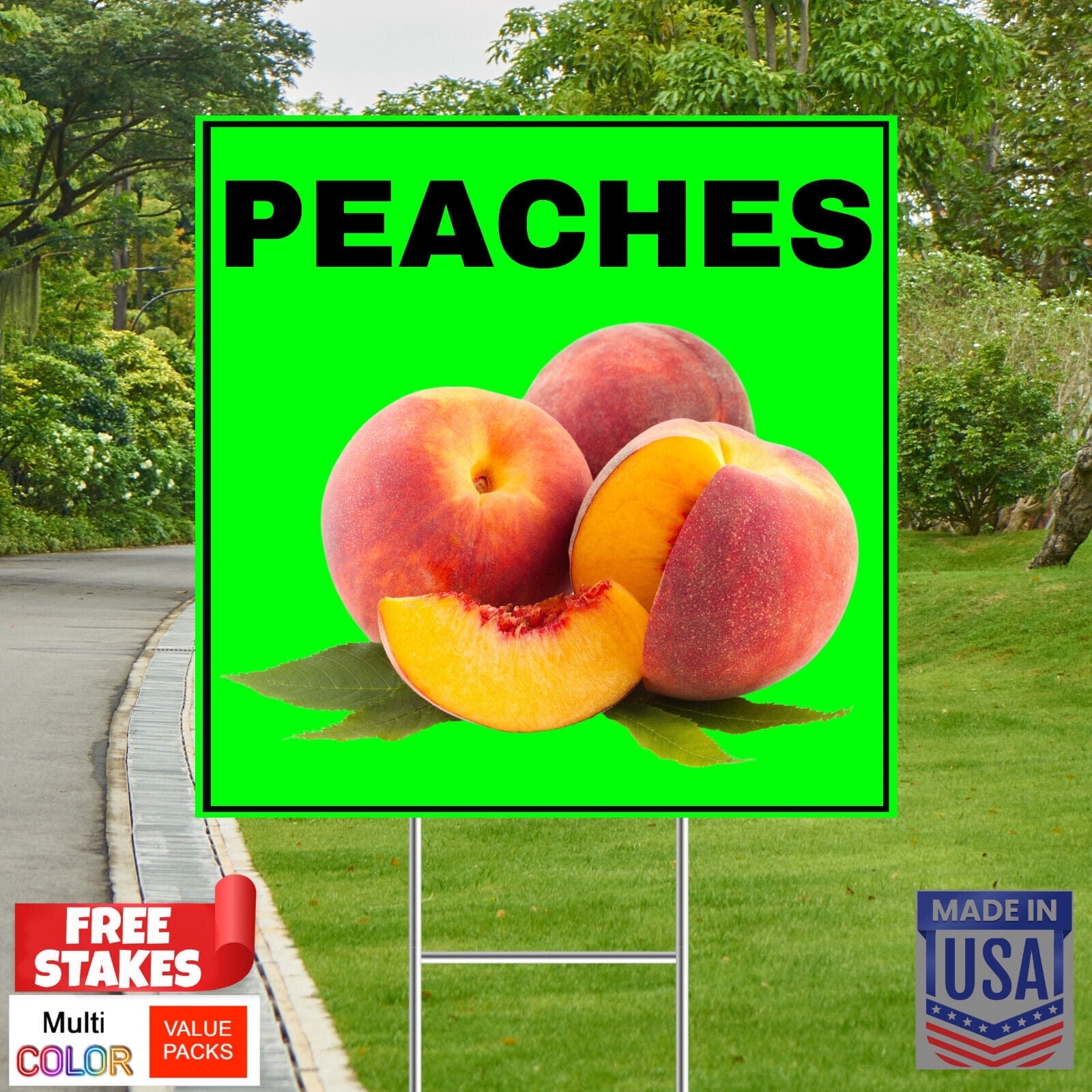 PEACHES - Yard Signs - 8 Pack 12x12" – Ready to Use – Includes Stakes ...