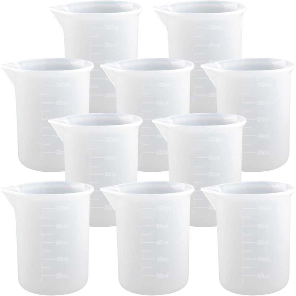 PEACNNG 10 PCS 100ml Silicone Measuring Cups for Resin Non-Stick Mixing ...
