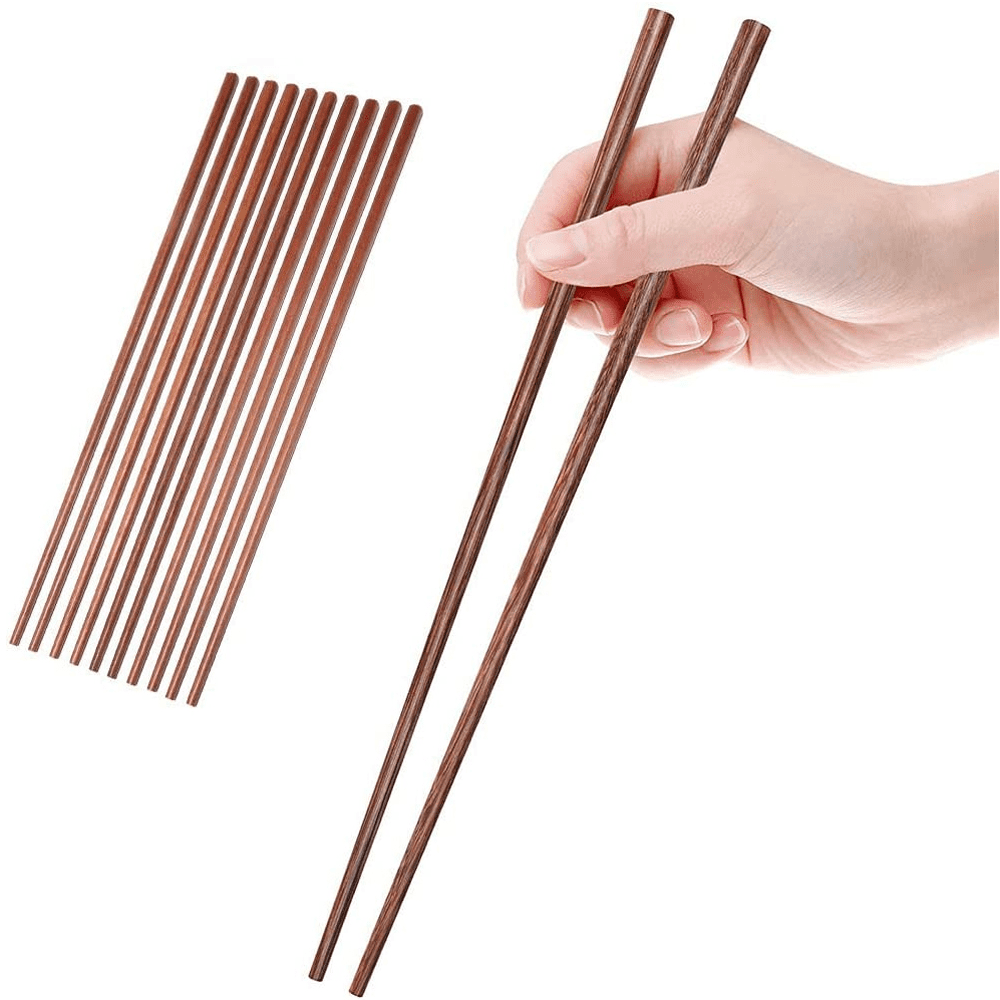 PEACNNG 10 Pairs Long Wooden Chopstick Cooking Chopsticks Extra Long ...