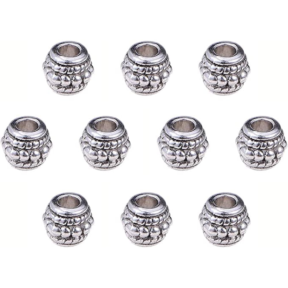 PEACNNG 100 PCS Tibetan Antique Silver Bicone Spacer Beads Large Holes ...
