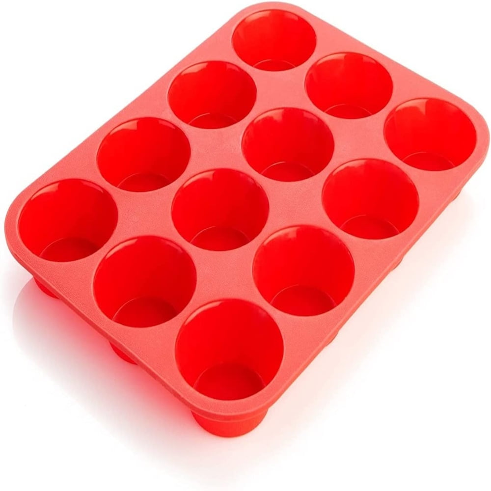 PEACNNG 12 Cup Silicon Muffin Tray | 12 Cavity Cup Cake Tray, Baking ...