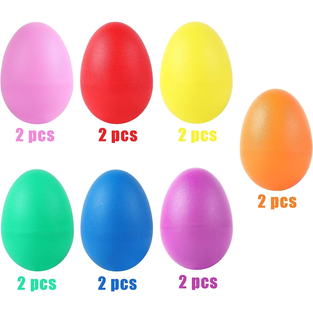 PEACNNG 14 PCS Plastic Egg Shakers Percussion Musical Egg Maracas ...