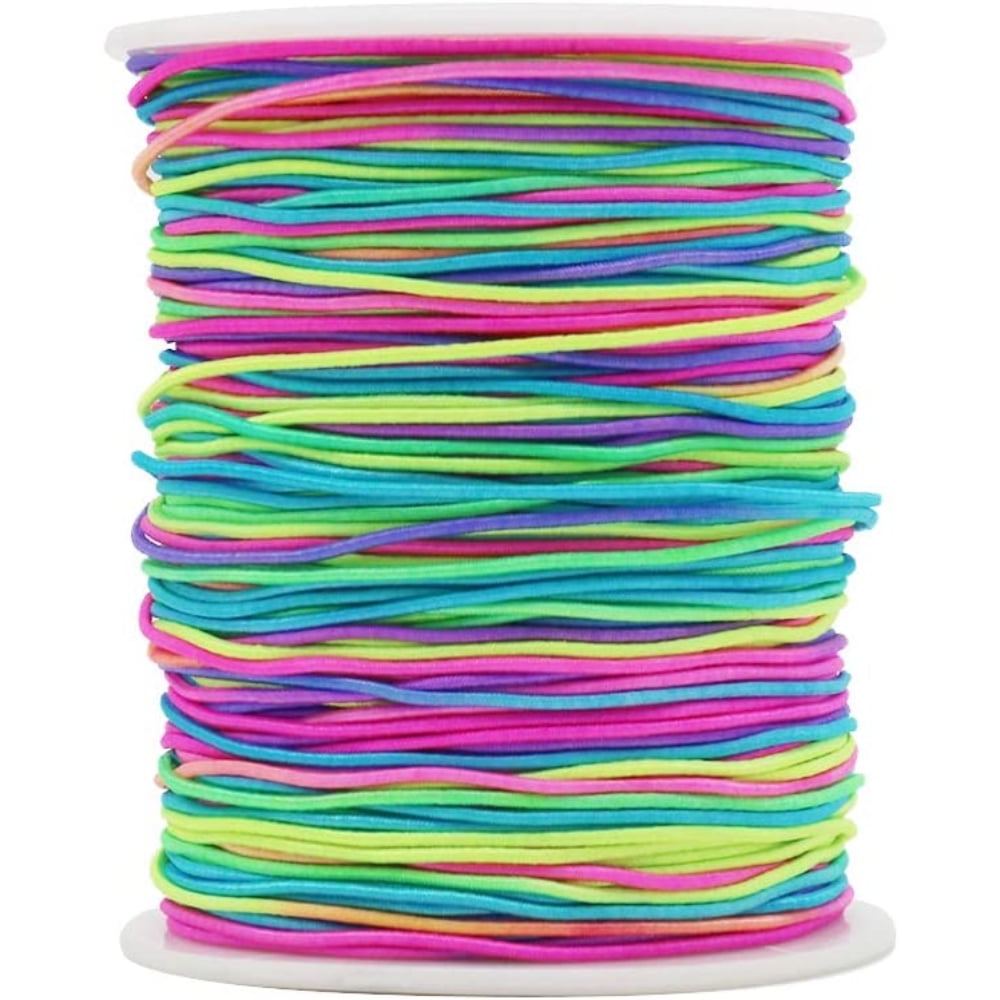 PEACNNG 1mm Stretchy Elastic Cord, 328 Feet, Rainbow Color for ...