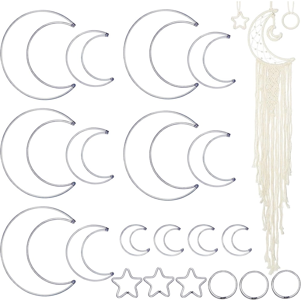 PEACNNG 20 Pieces Moon Dream Catcher Rings Metal Dream Catcher Rings ...