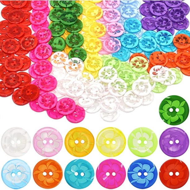 PEACNNG 200 PCS 14mm Flower Shape Sewing Buttons 2 Holes Resin Buttons ...