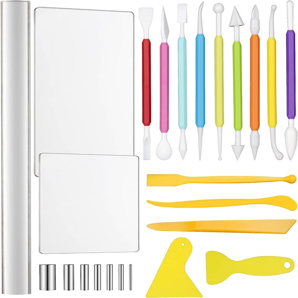 PEACNNG 24 Pieces Clay DIY Tool Set, Acrylic Clay Roller with Acrylic ...