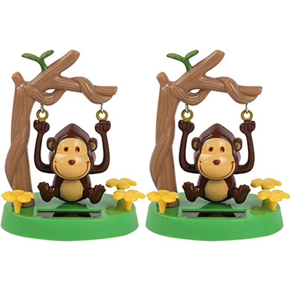 PEACNNG 2Pcs Solar Powered Dancing Toy Swinging Monkey Bobbleheads ...