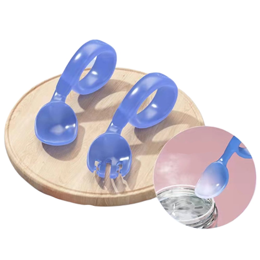 PEACNNG 2pcs Baby Learning To Eat Training Spoons Can Be Bent To Cause ...