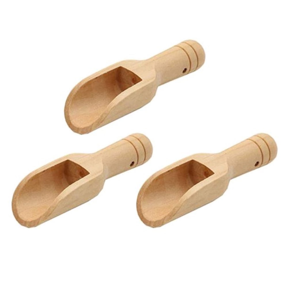 PEACNNG 3Pcs Mini Wooden Scoops Bath Salt Spoon Candy Flour Spoon ...