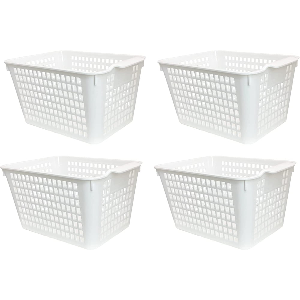 PEACNNG 4 Pack - White Basket Tray Kitchen Pantry Cupboard Storage ...