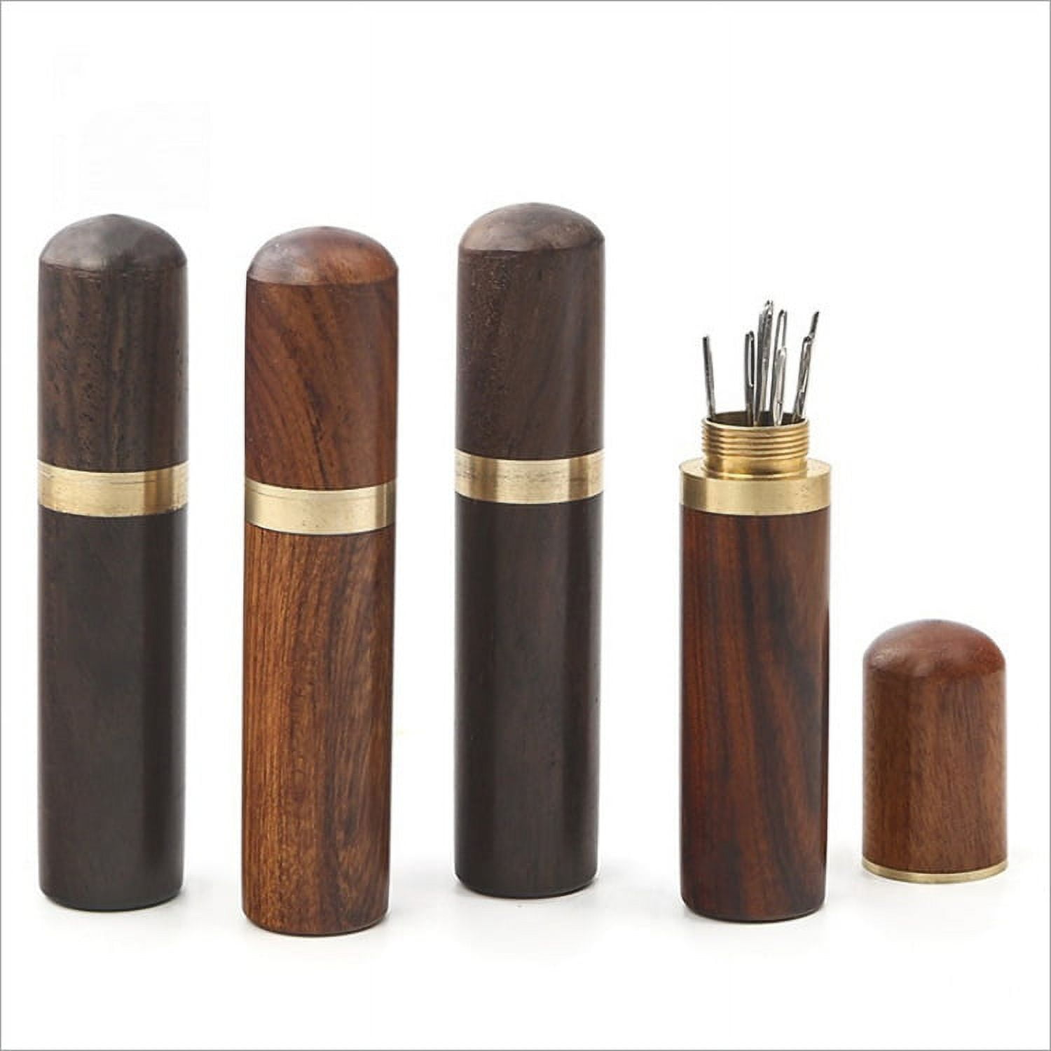 PEACNNG 4 Pieces Wooden Needle Case Sewing Needle Tubes Toothpick ...