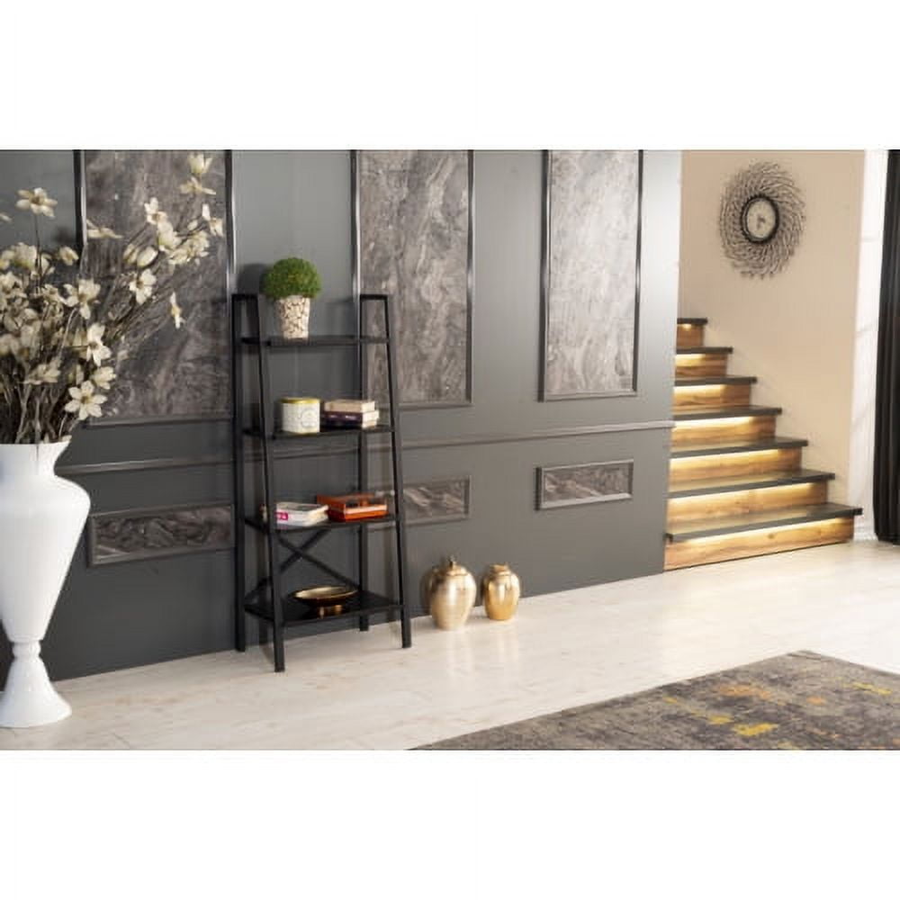 PEACNNG 5 Tier Modern Ladder Bookshelf Organizers, Metal Frame ...