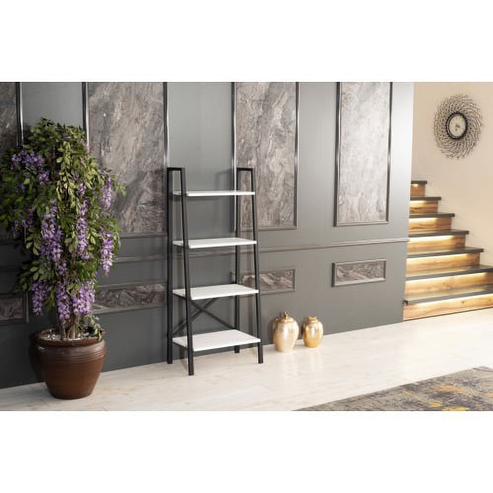 PEACNNG 5 Tier Modern Ladder Bookshelf Organizers, Metal Frame ...