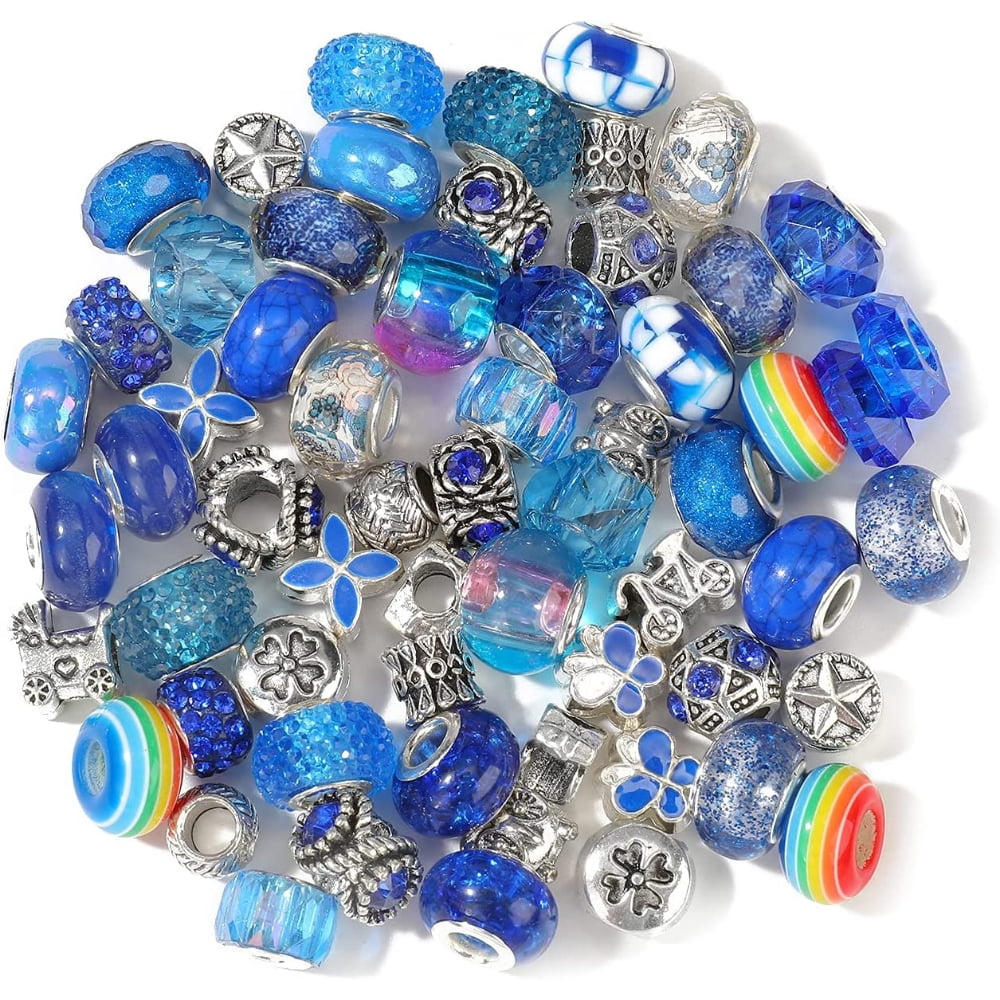 PEACNNG 60 Pieces Charm Bracelet Making Kit, Acrylic Crystal Beads ...