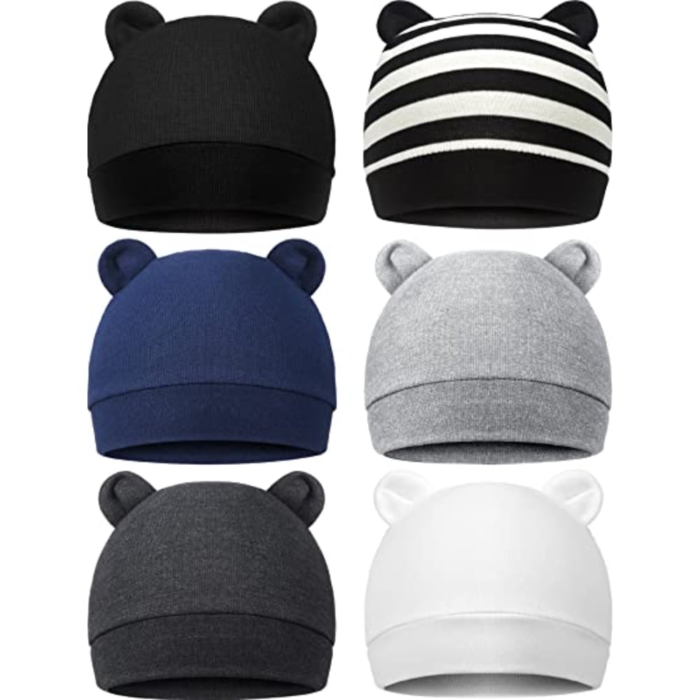 PEACNNG 6PCS Newborn Baby Hats Bear Ears Baby Boy Girl Hats Infant Caps ...