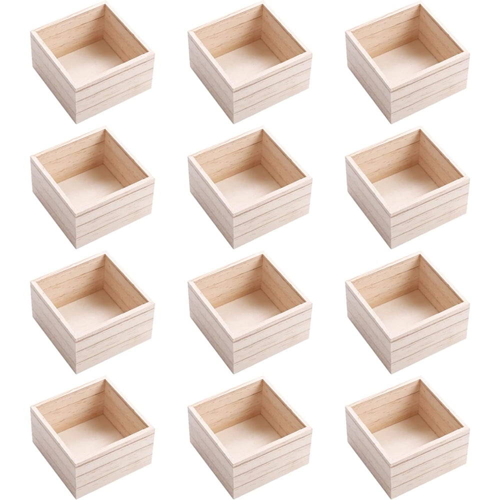 PEACNNG (8 Pack) Rustic Wooden Boxes Unfinished Wooden Box for Crafts ...