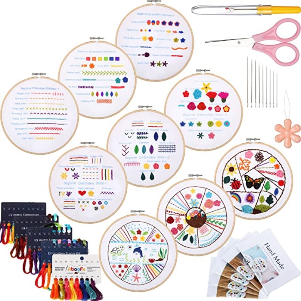 PEACNNG 9 Sets Cross Stitch Kits for Beginners Embroidery Stitch ...