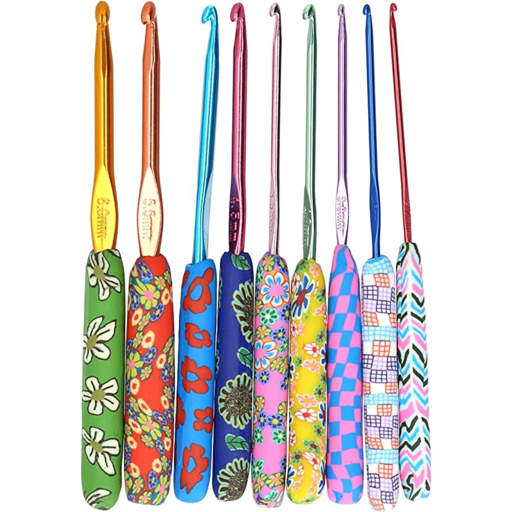 PEACNNG 9Pcs Crochet Hook Set Fancy Markings Handle Super Beautiful ...
