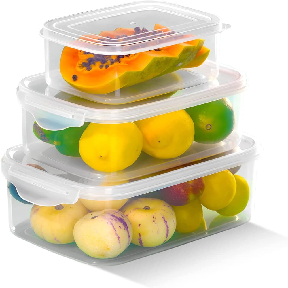 PEACNNG Airtight Food Kitchen Storage [Set of 3] Boxes Meal Prep ...