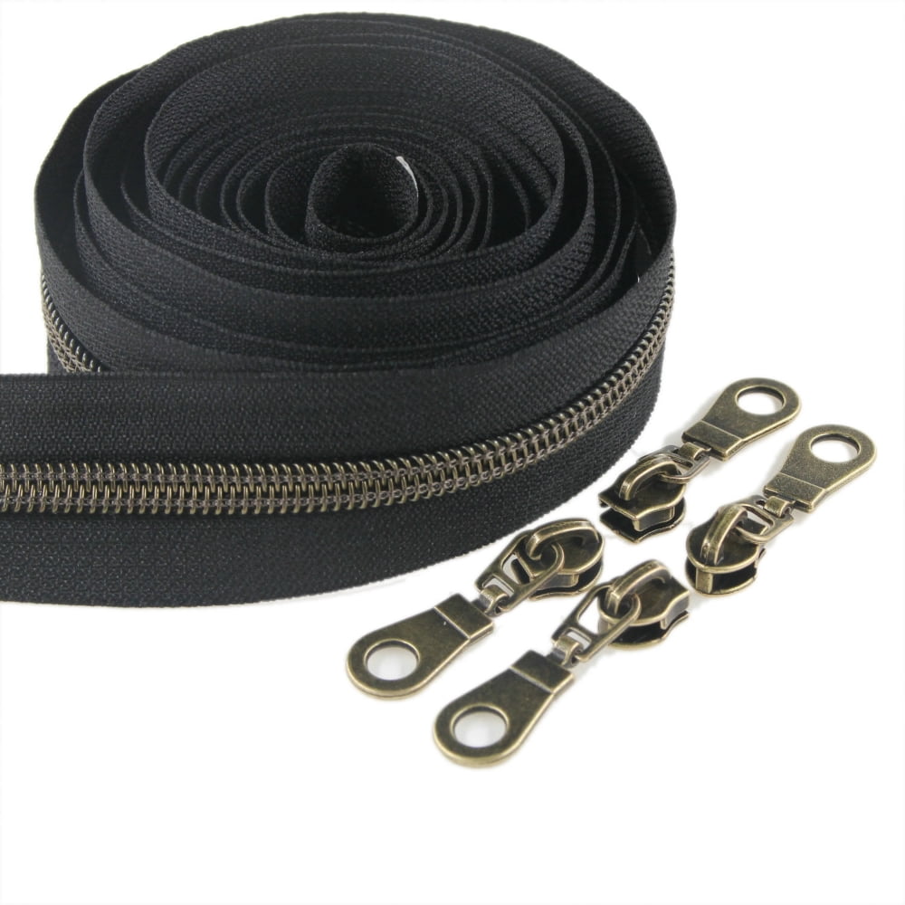 PEACNNG Antique Brass Metallic Nylon Coil Zippers by The Yard Bulk Tape ...