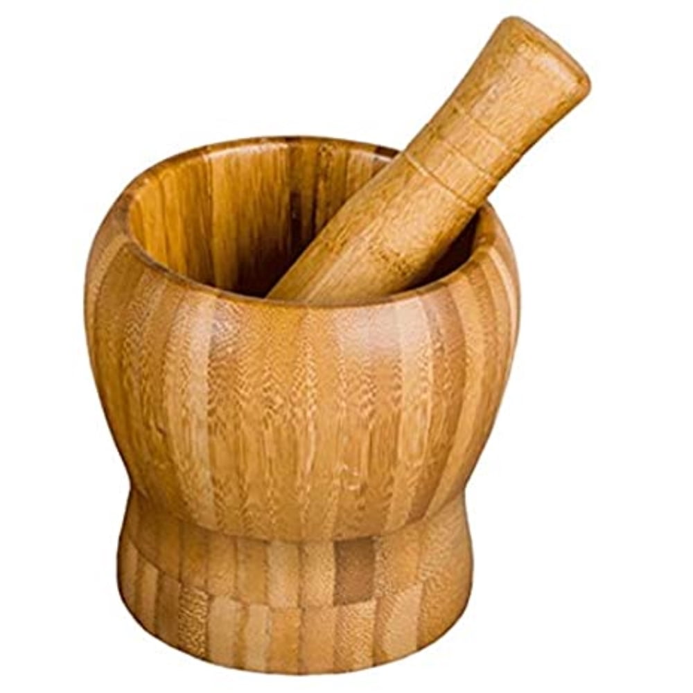 PEACNNG Bamboo Mortar & Pestle Hand Grinder/Chopper, for Garlic Press ...