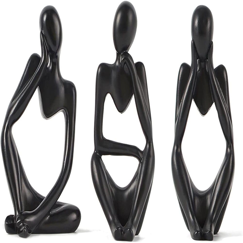 PEACNNG Black Decor Thinker Statue Abstract Art Sculpture, Set of 3 ...
