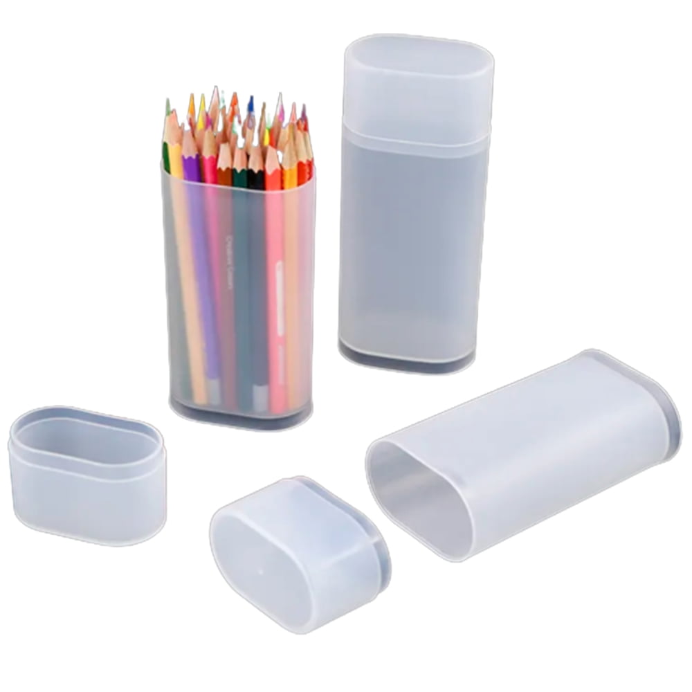 PEACNNG Clear Stationery Pen Case Container Plastic Tubular Pen rack ...