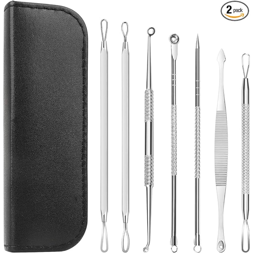 PEACNNG Facial Tool 7 in 1 Pimple Popper Tool Kit Whitehead Blackhead ...