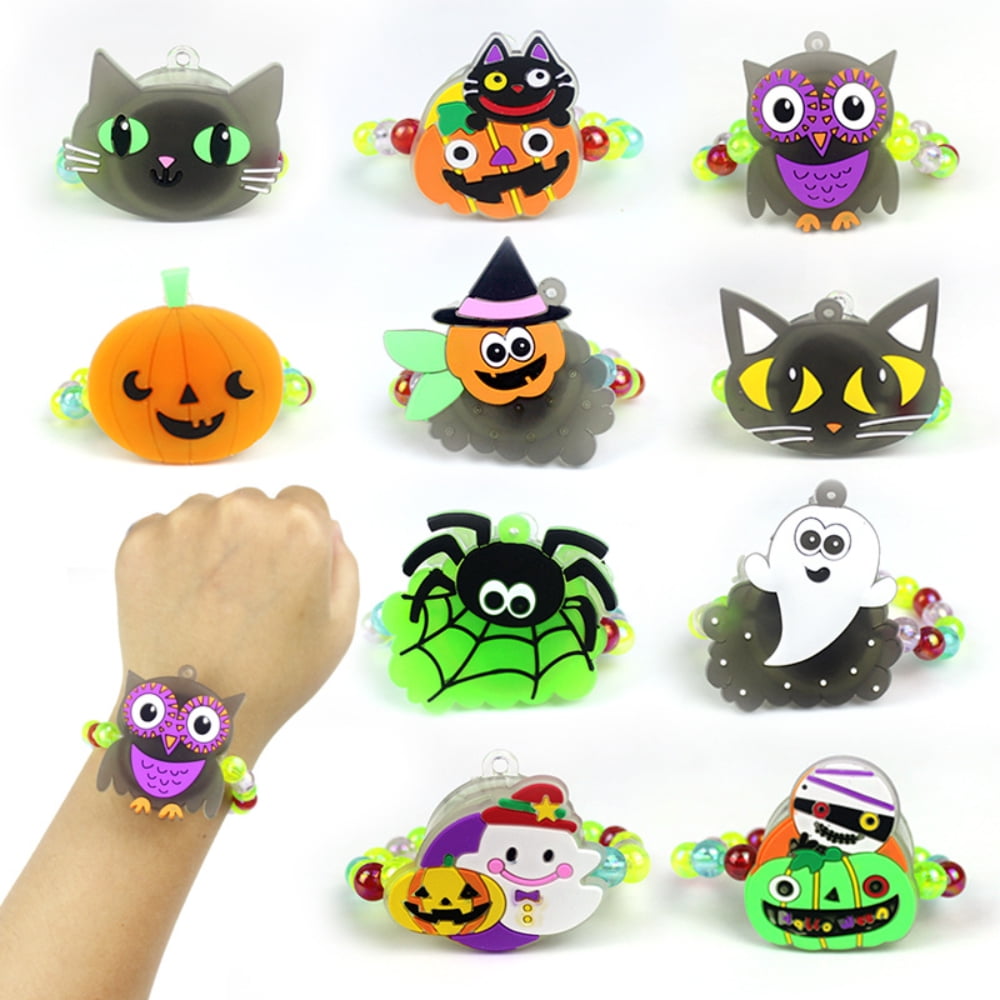 PEACNNG Halloween LED Bracelets 10 Pack Halloween Party Favors for Kids ...