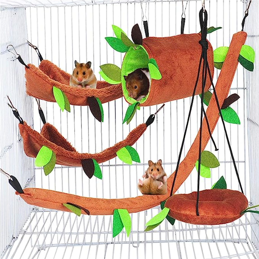 PEACNNG Hamster Hammock Small Animals Hanging Warm Five-piece Set Bed ...