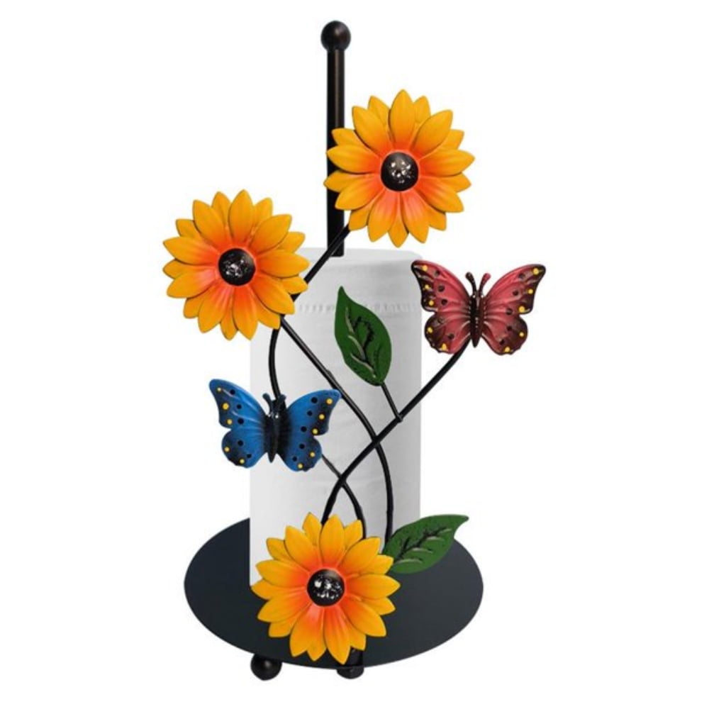PEACNNG Iron Sunflower Paper Towel Rack, Painted Butterfly Vertical ...