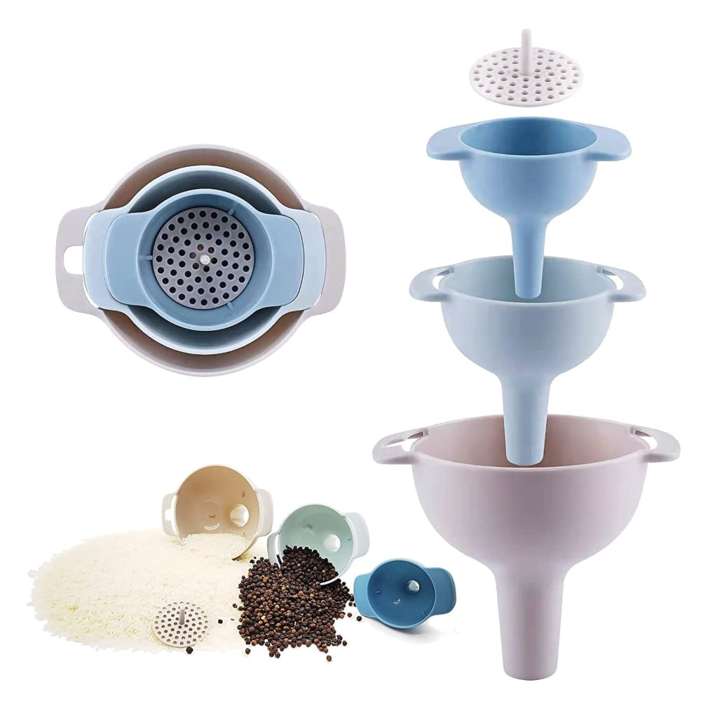 PEACNNG Kitchen Funnel Set, Funnels Set of 3, Oil Funnel, Tough and not ...