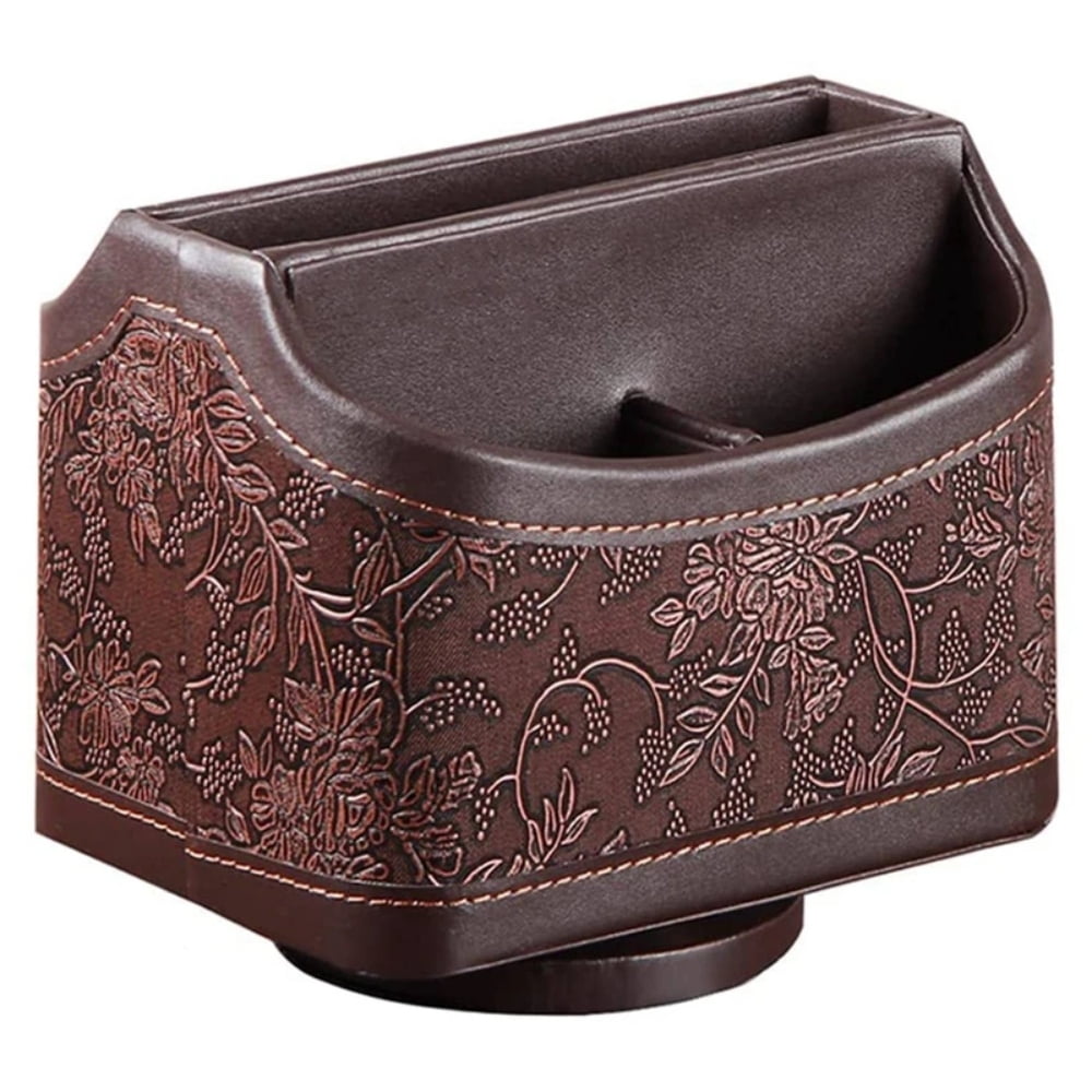 PEACNNG Leather 360°Rotatable Remote Control Holder,TV Remote Organizer ...