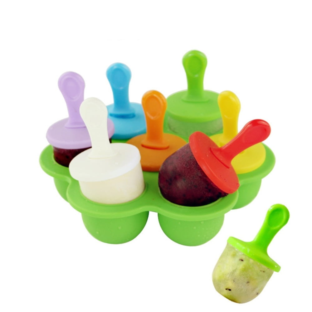 PEACNNG Mini Silicone Popsicle Mold, 7-cavity DIY Ice Pop Mold with ...
